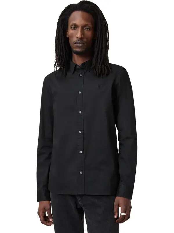 ALLSAINTS Hawthorne Ramskull Stretch Fit Shirt - Blue