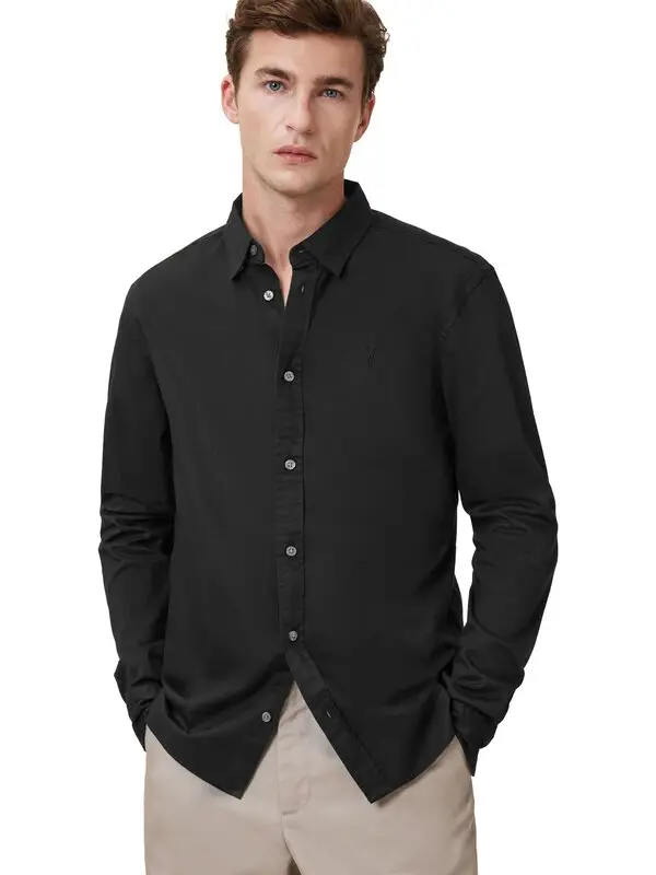 ALLSAINTS Hawthorne Ramskull Stretch Fit Shirt - Blue