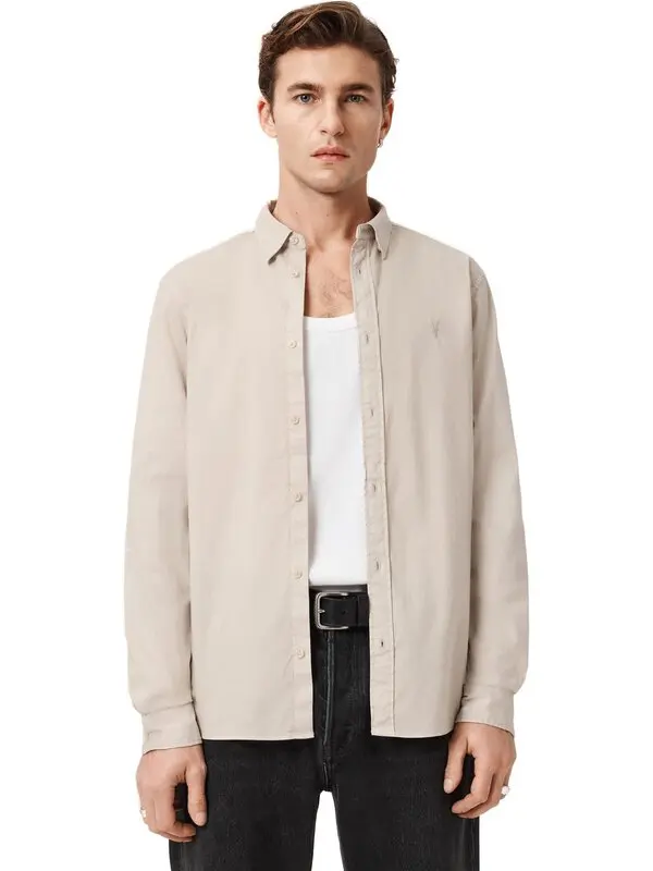 ALLSAINTS Hawthorne Ramskull Stretch Fit Shirt - Dusk White