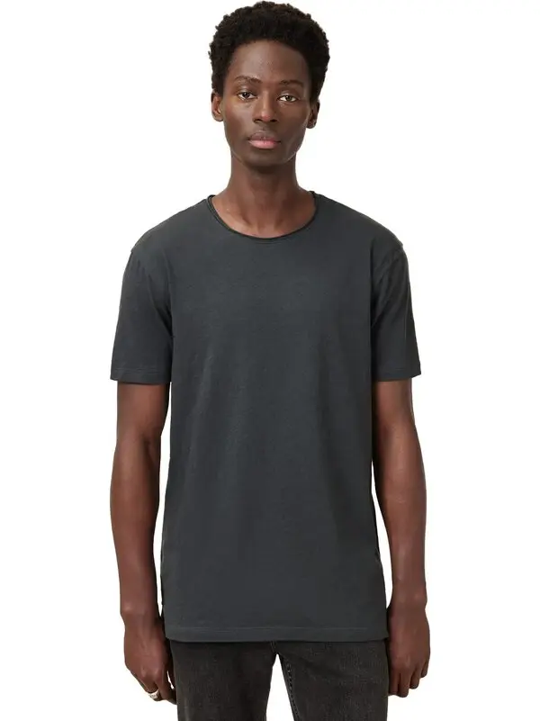 ALLSAINTS Figure Crew Neck Raw Edge T-shirt - Grey