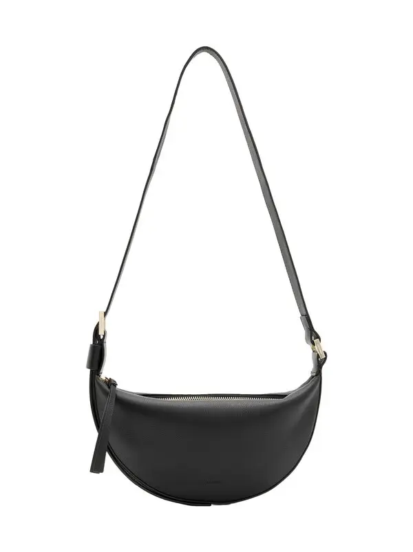 ALLSAINTS Half Moon Leather Crossbody Bag - Black