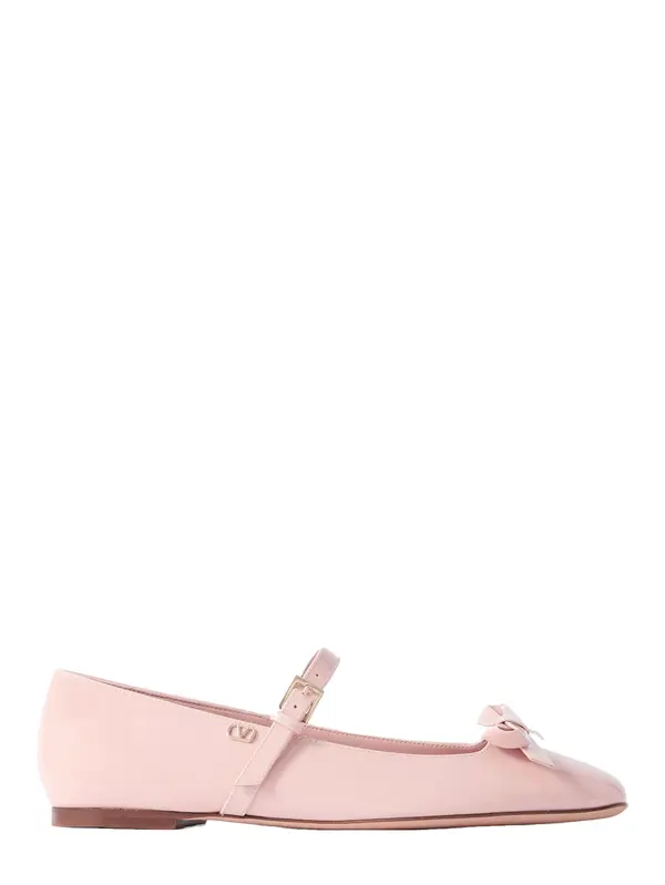 Valentino Garavani Bow-embellished Patent-leather Mary Jane Flats - Pink