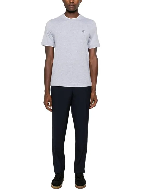 Brunello Cucinelli Logo-embroidered T-shirt - Grey
