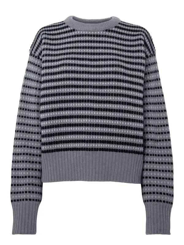 JW Anderson Striped Jacquard Wool Sweater - Grey