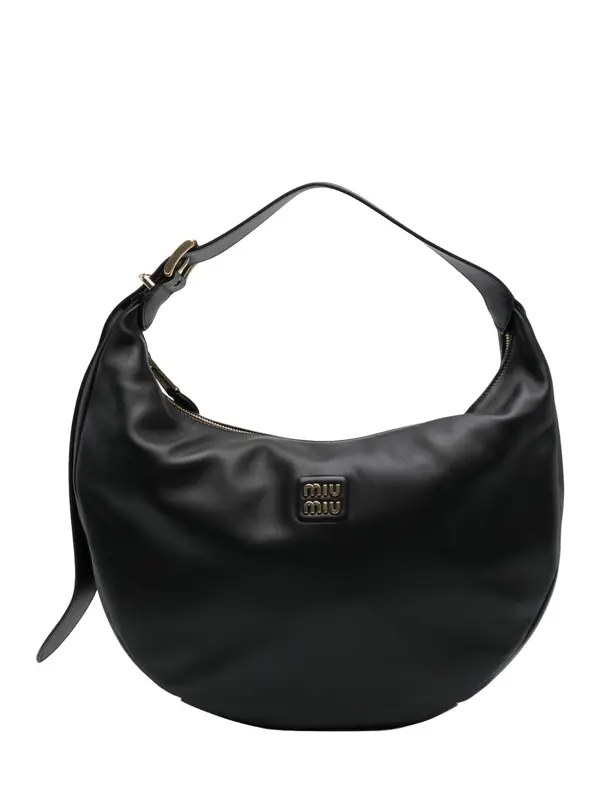 Miu Miu Logo-appliqué Leather Tote Bag - Black