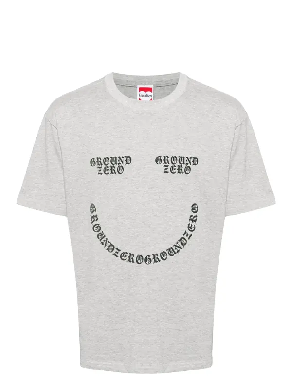 GROUND ZERO Smile Logo Cotton T-shirt - Grey