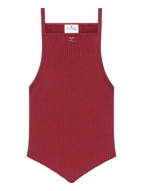 COURREGES Pointy Rib-knit Tank Top - Red