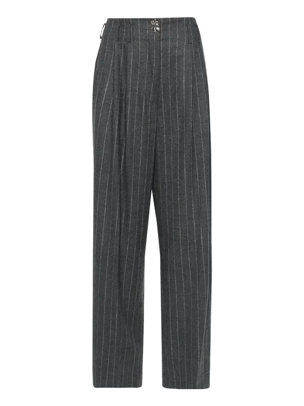 GENNY Pinstripe Virgin Wool Blend Trousers - Grey