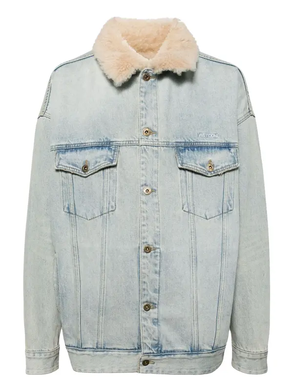 We11Done Shearling-collar Denim Jacket - Blue