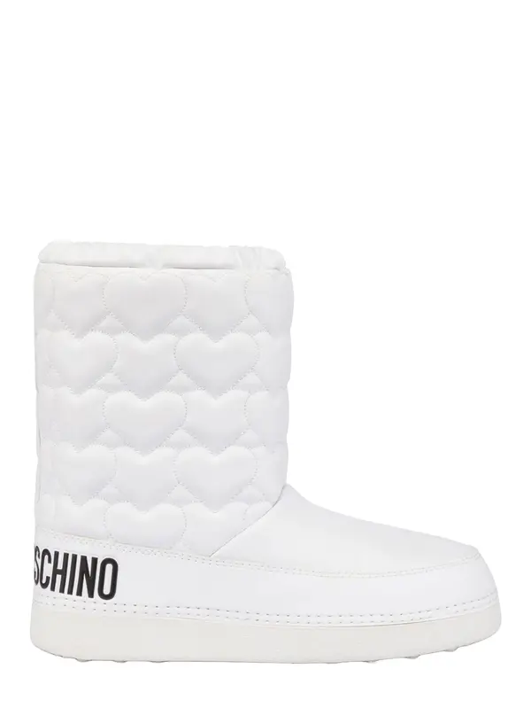 Moschino Heart-motif Quilted Boots - White