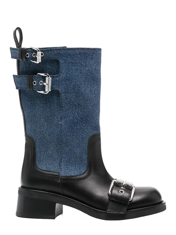 Moschino Buckle Detail Boots - Blue