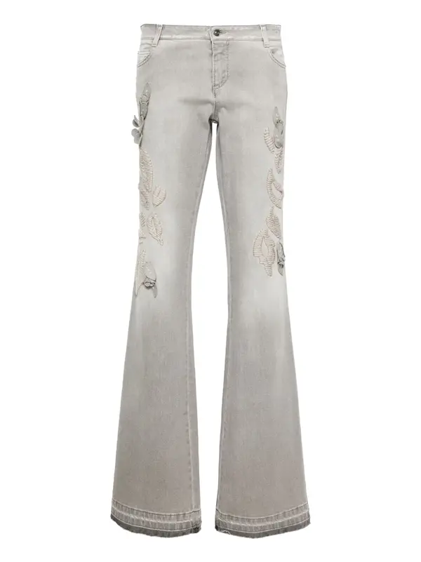 Ermanno Scervino Embroidered Bootcut Jeans - Grey