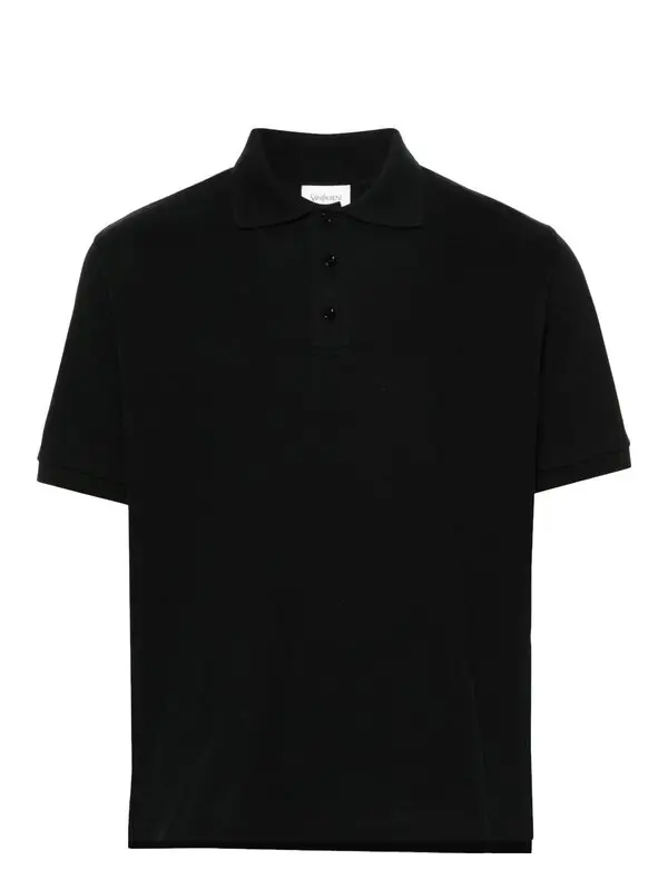 Saint Laurent Cassandre-embroidered Piqué Polo Shirt - Black