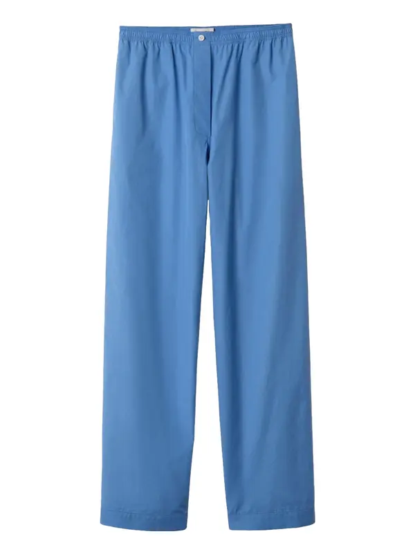 Miu Miu Embroidered Logo Poplin Trousers - Blue