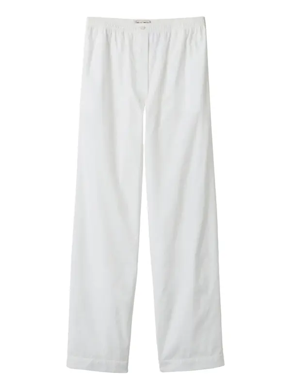 Miu Miu Embroidered Logo Poplin Trousers - White