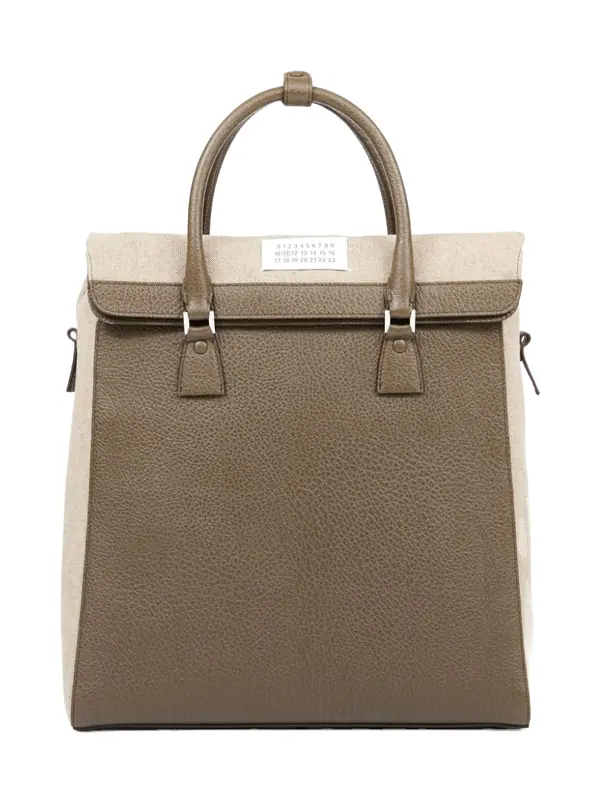 MAISON MARGIELA 5ac Daily Vertical Leather Backpack - Neutrals