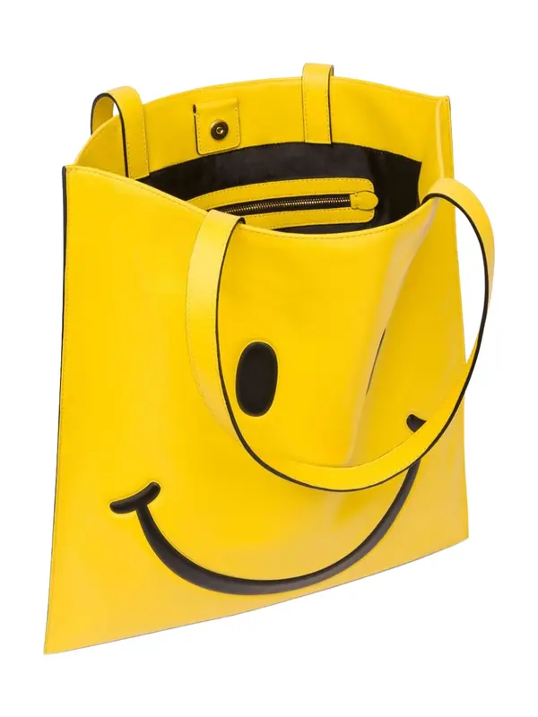 Moschino Smiley Leather Shoulder Bag - Yellow