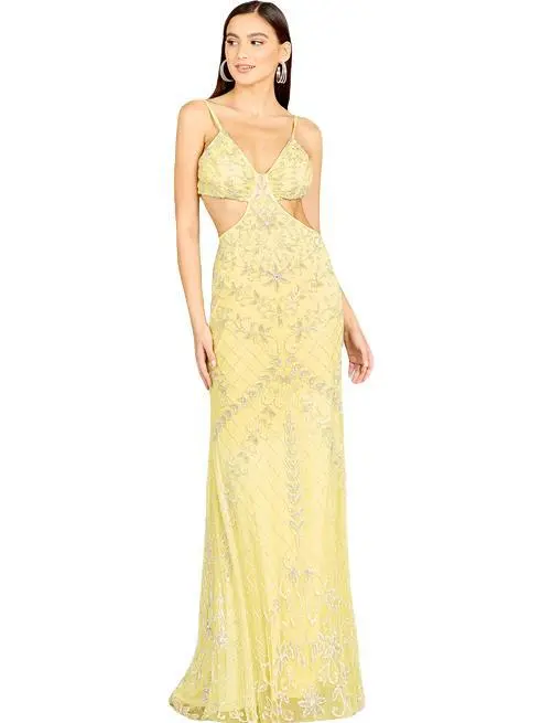 LARA NEW YORK Countess Beaded Prom Dress - Lemon