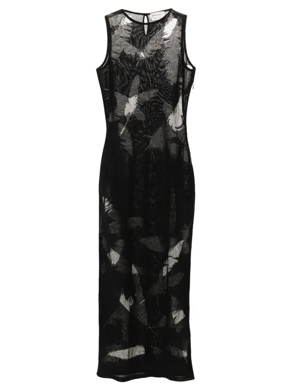Alexander McQueen Feather-intarsia Pencil Dress - Black