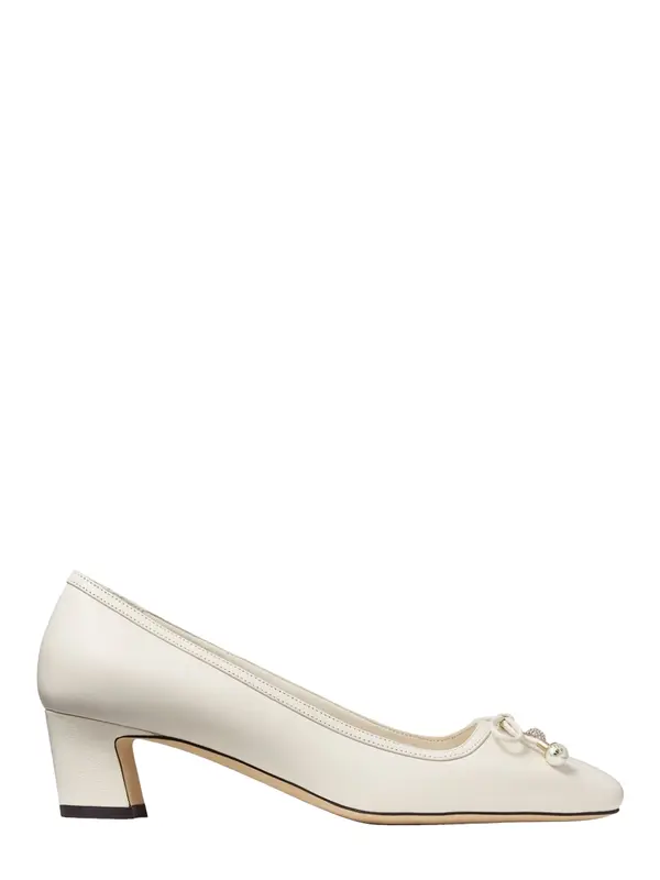 JIMMY CHOO 45mm Elme Nappa Leather Pumps - White