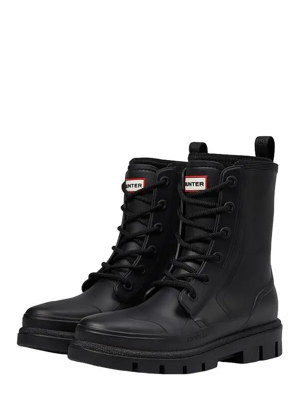 Hunter Diana Waterproof Mid Calf Lace Up Boots - Black
