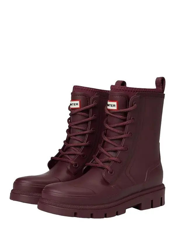 Hunter Diana Waterproof Mid Calf Lace Up Boots - Red