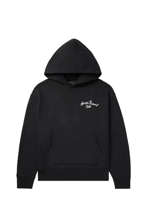 Amiri Spirit Logo-embroidered Cotton-blend Jersey Hoodie - Black