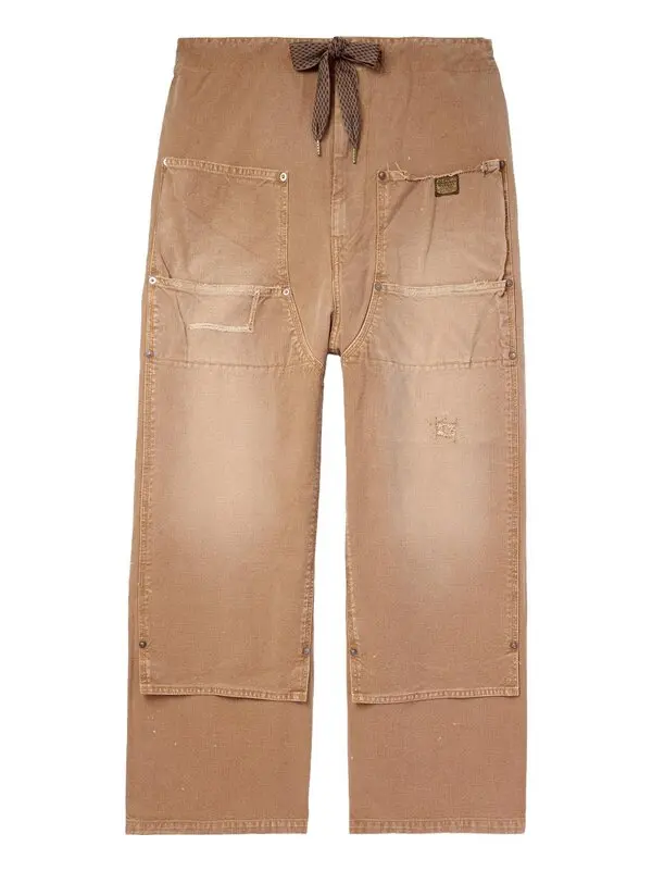 Kapital Farmer Wide-leg Distressed Cotton Trousers - Brown