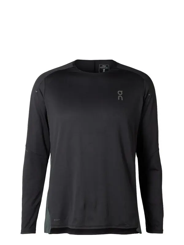 On Performance Slim-fit Stretch Recycled-jersey And Mesh Top - Black