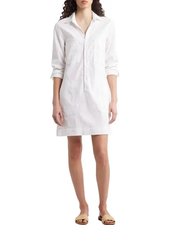 Frank & Eileen Ireland Long Sleeve Stretch Cotton & Linen Shirtdress - White