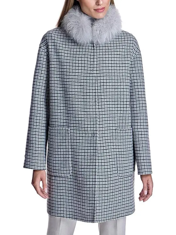 MAXIMILIAN Reversible Check Wool-blend Coat - Marble