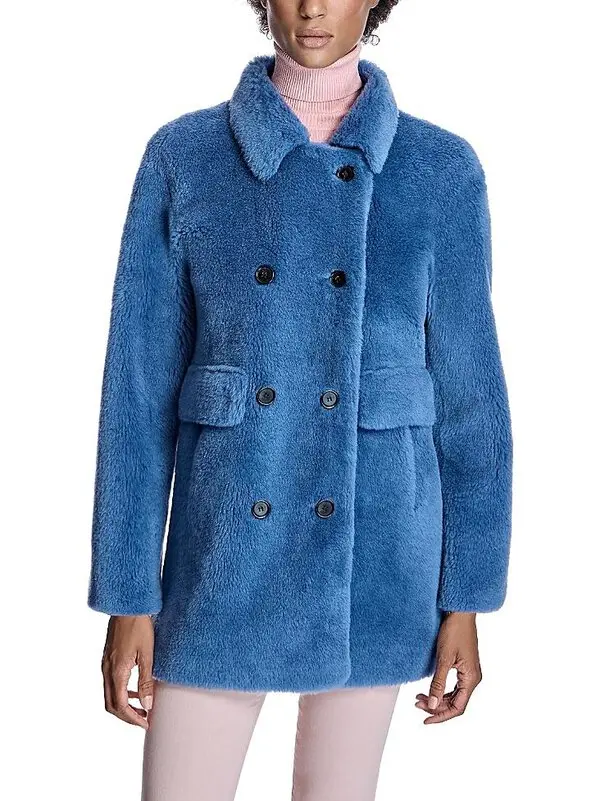 MAXIMILIAN Lamb's Wool Pea Coat - Navy