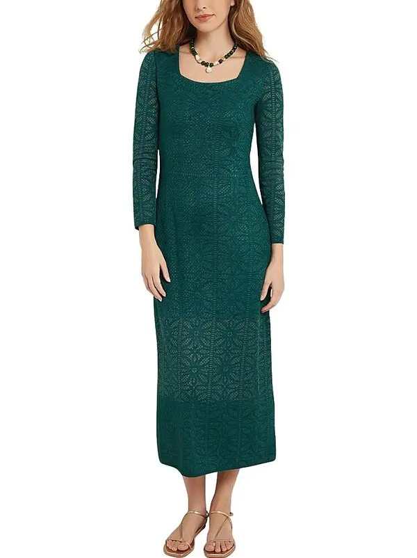 Misook Burnout Knit Midi Dress - Spruce