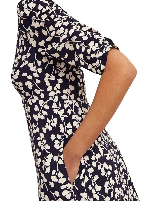 HOBBS LONDON Floral Print Midi Dress - Navy Cream