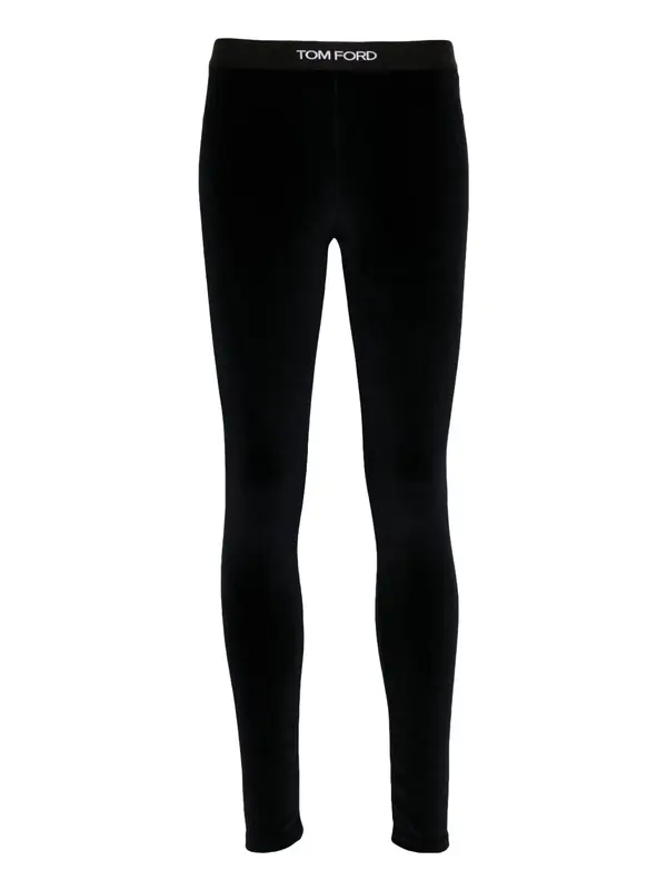 TOM FORD Velvet Logo-detail Leggings - Blue