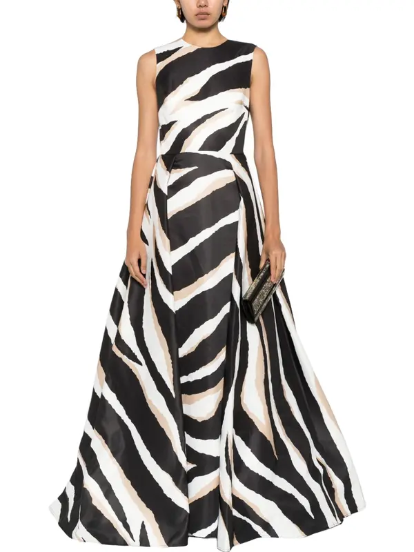 Elie Saab Zebra-print Gown - Black