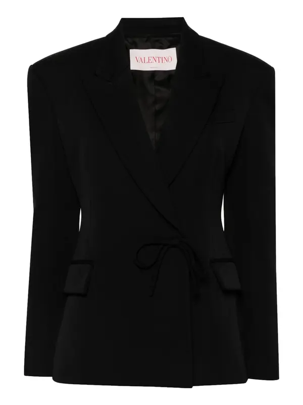 Valentino Garavani Bow-embellished Double-breasted Blazer - Black