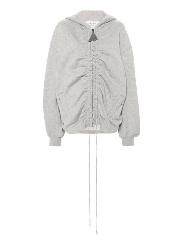 Attico Ruched Detail Hoodie - Grey