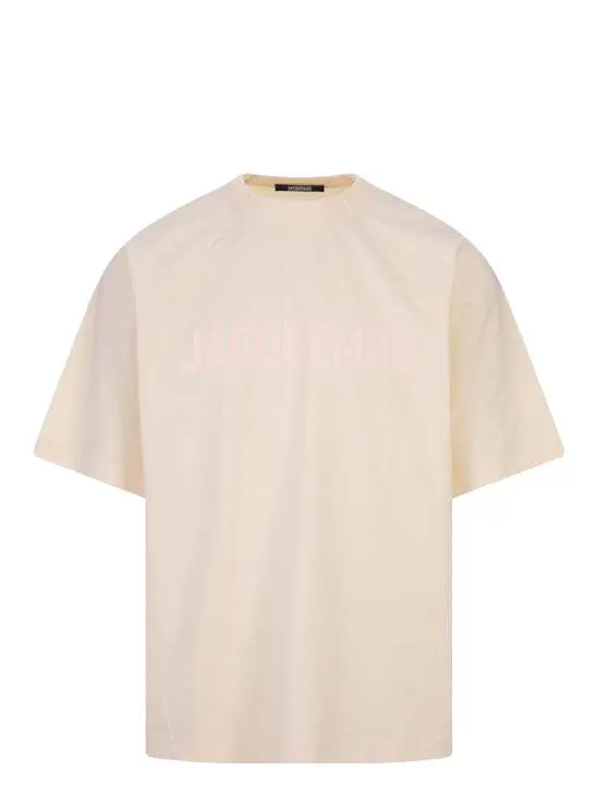Jacquemus Le T-shirt Typo - Light Beige/pink
