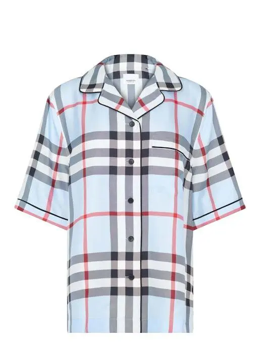 Burberry Tierney Silk Shirt - Pale Blue Ip Check