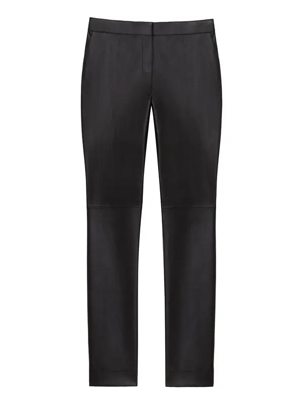 Lafayette 148 New York Nappa Leather Slim Ankle Pants - Black