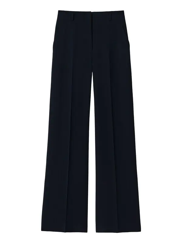 Lafayette 148 New York Crepe Wide-leg Trousers - Blue Ink