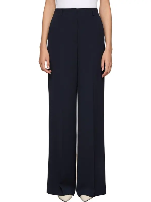 Lafayette 148 New York Crepe Wide-leg Pants - Blue Ink