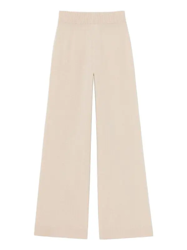 Lafayette 148 New York Wool Cashmere Knit Wide Leg Ankle Pants - Natural