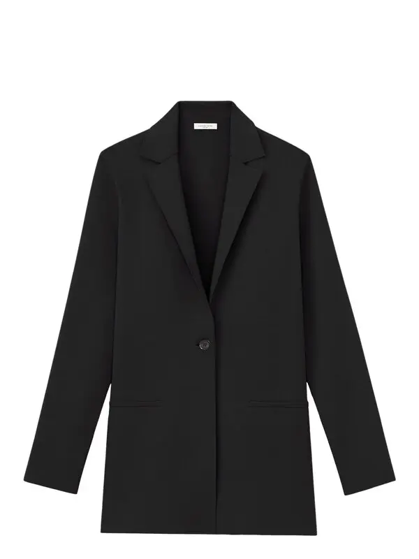 Lafayette 148 New York Petite Crepe Knit Fitted Blazer - Black
