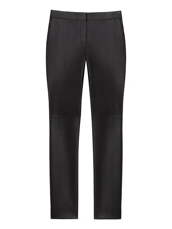 Lafayette 148 New York Nappa Leather Mid-rise Ankle Pants - Black