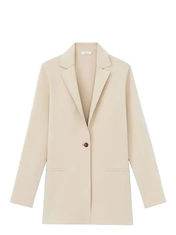Lafayette 148 New York Fitted Crepe Knit Blazer - Plaster