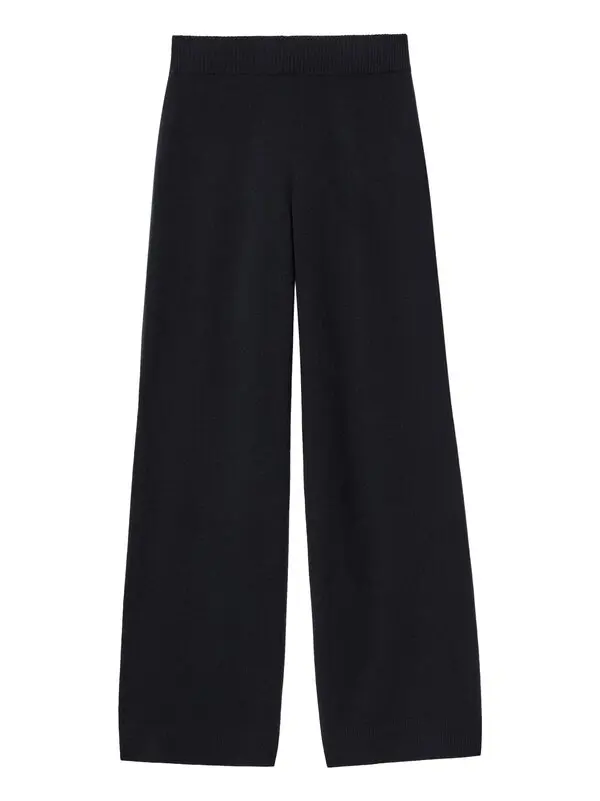 Lafayette 148 New York Wool Cashmere Knit Wide Leg Ankle Pants - Blue Ink