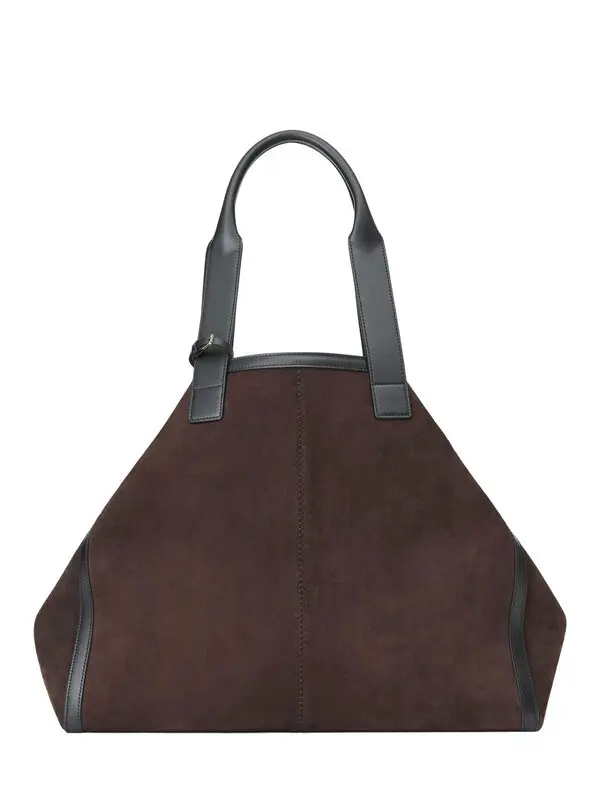 Lafayette 148 New York Suede And Leather L Tote - Wood Multi