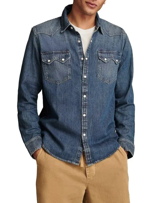 Lucky Brand Core Denim Western Snap-up Shirt - Anchor